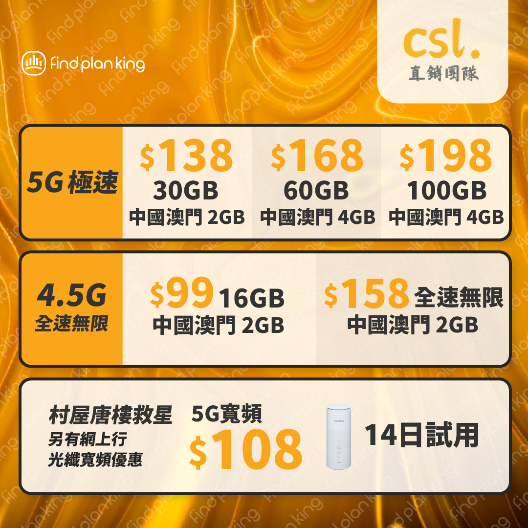 CSL📲5G手機數據 | 流動數據 | 求Plan王 | 全港首個電訊優惠比較平台