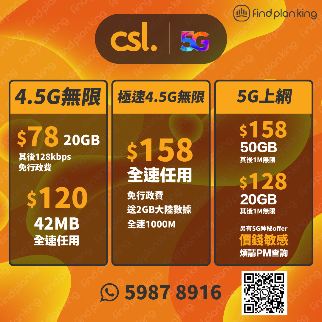 CSL🔥新年勁爆轉台優惠 $158 實收4.5G全速真無限任用！ | 流動數據 | 求Plan王 | 全港首個電訊優惠比較平台